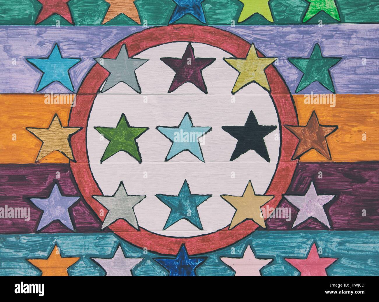 Hand painted stars and stripes on wood background Stock Photo - Alamy