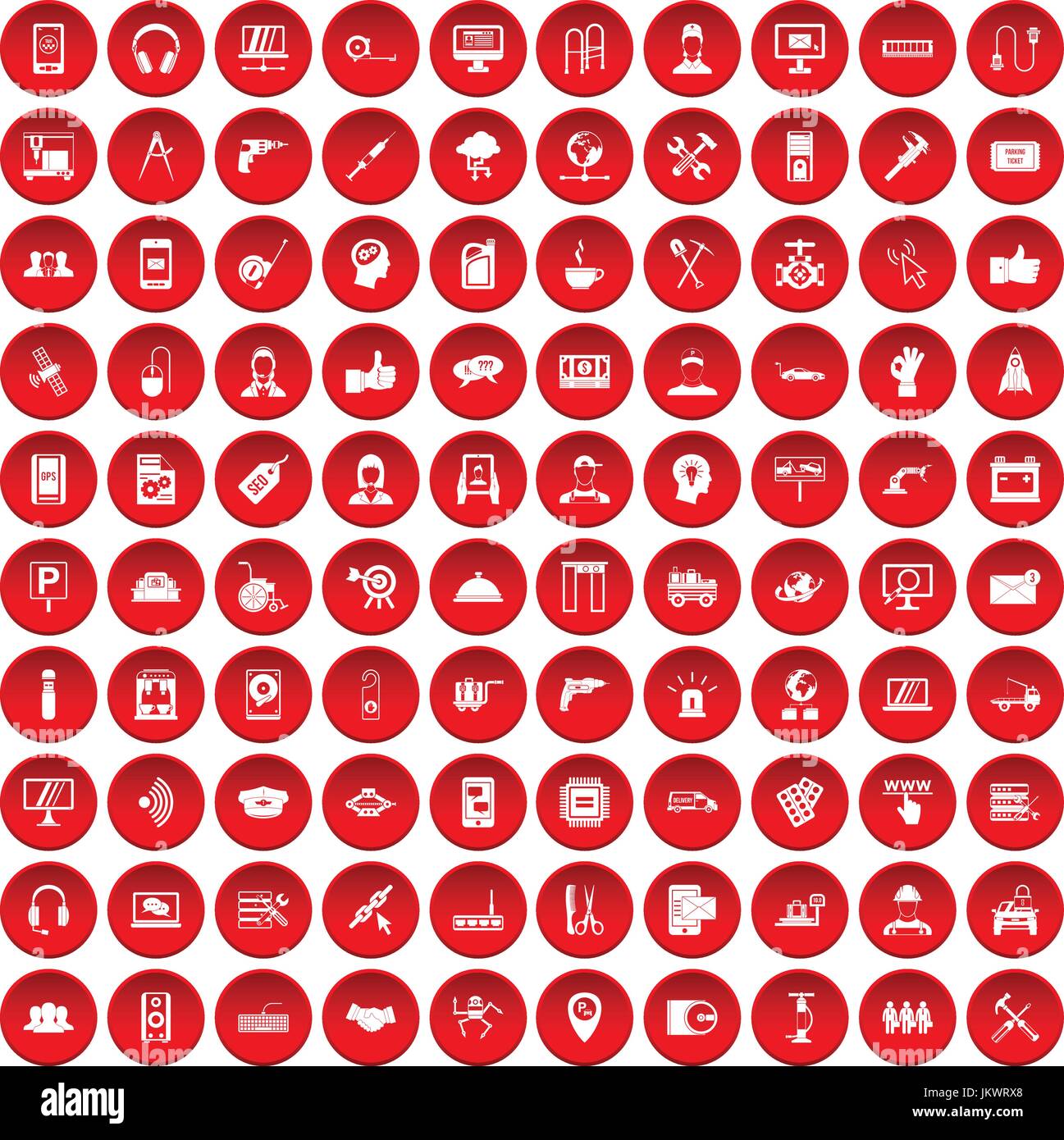 100 support icons set red Stock Vector Image & Art - Alamy