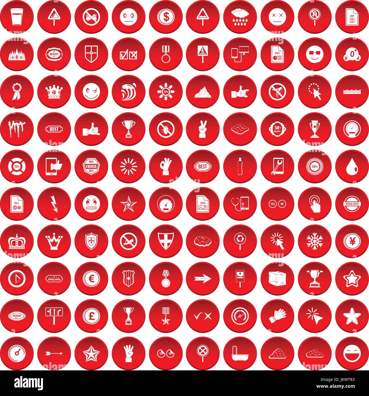 100 symbol icons set red Stock Vector Image & Art - Alamy