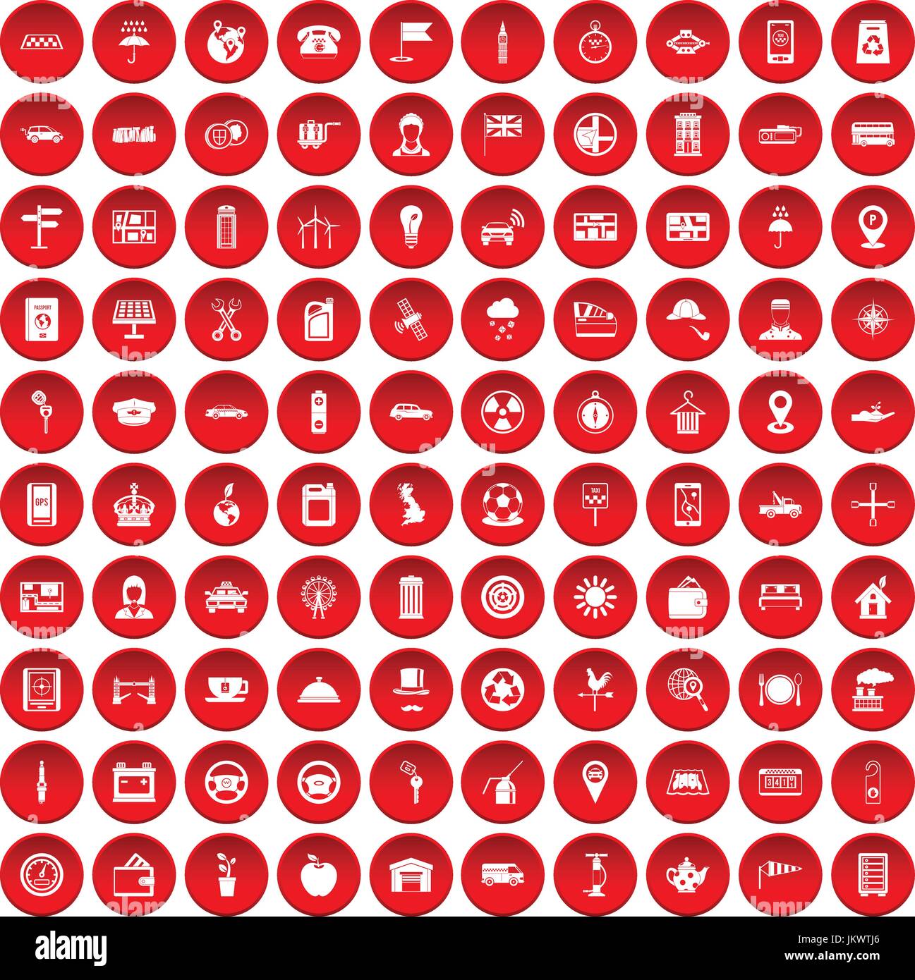 100 taxi icons set red Stock Vector Image & Art - Alamy
