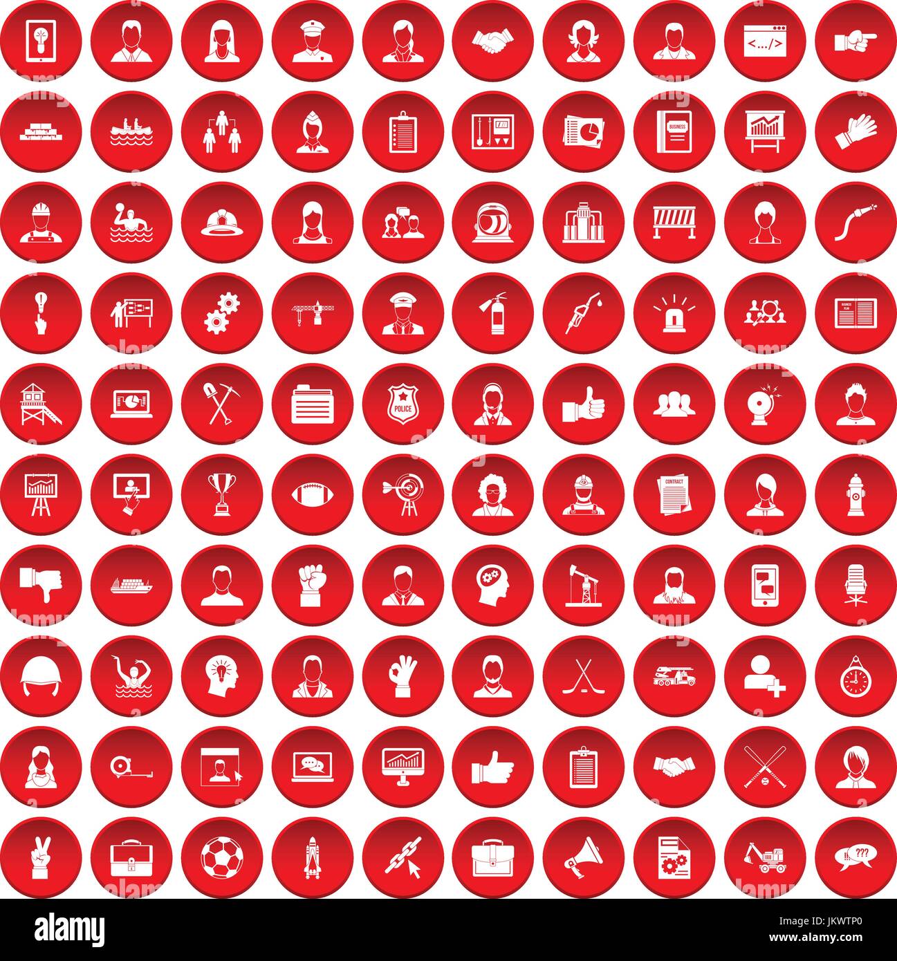 100 team work icons set red Stock Vector Image & Art - Alamy