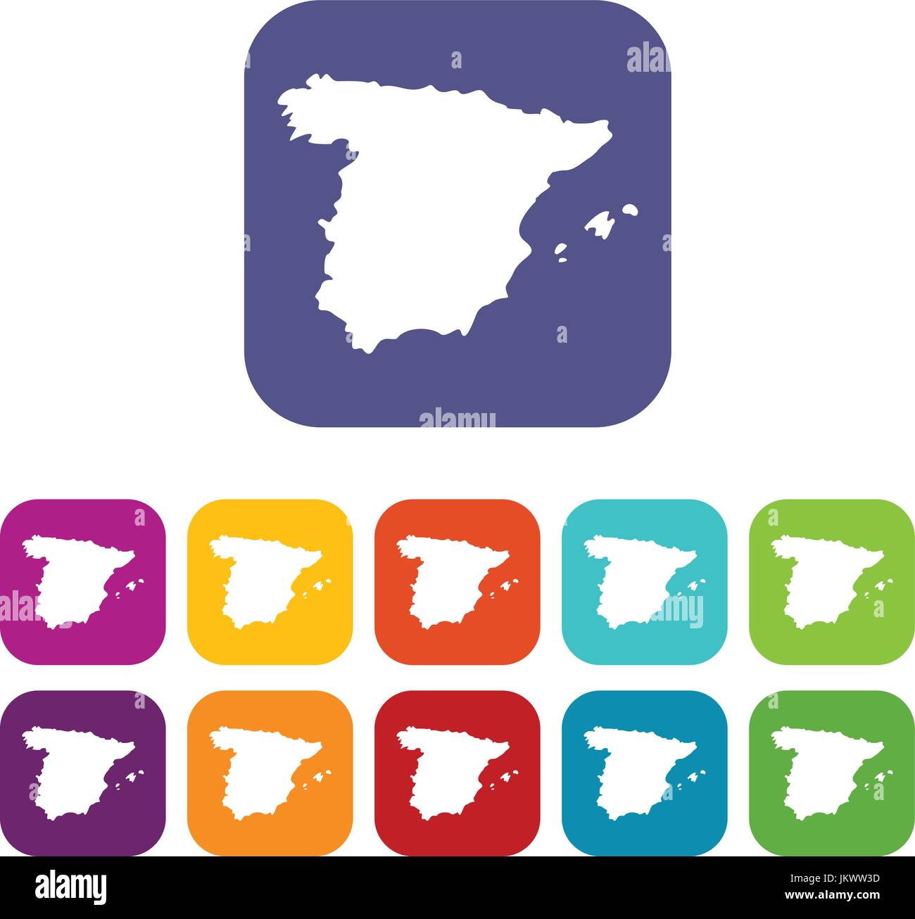 Map of Spain icons set Stock Vector Image & Art - Alamy