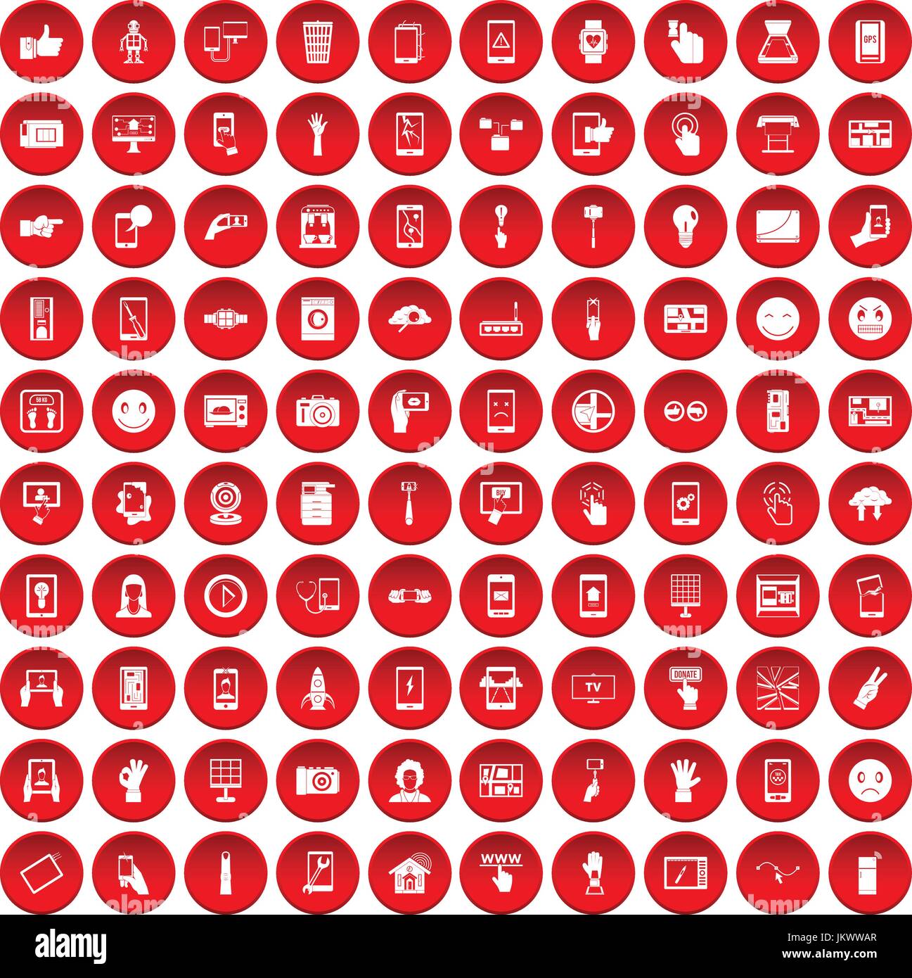 100 touch screen icons set red Stock Vector Image & Art - Alamy