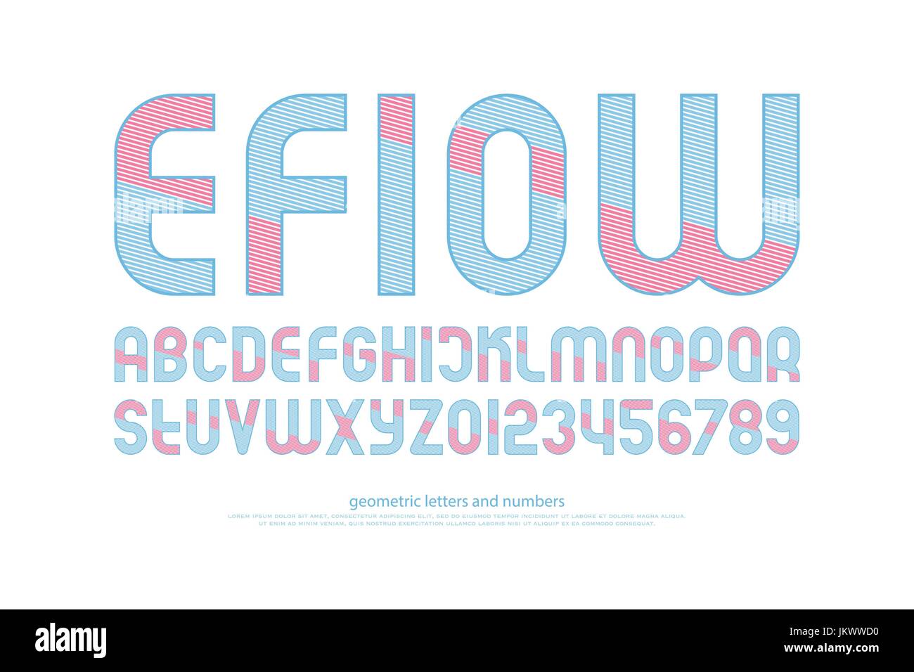 alphabet letters and numbers with striped pattern. vector, thin line ...