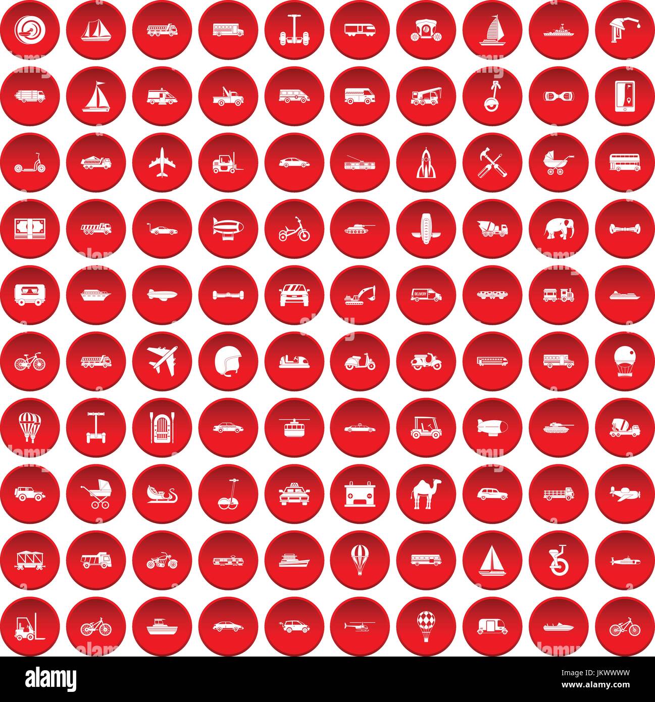 100 transport icons set red Stock Vector Image & Art - Alamy