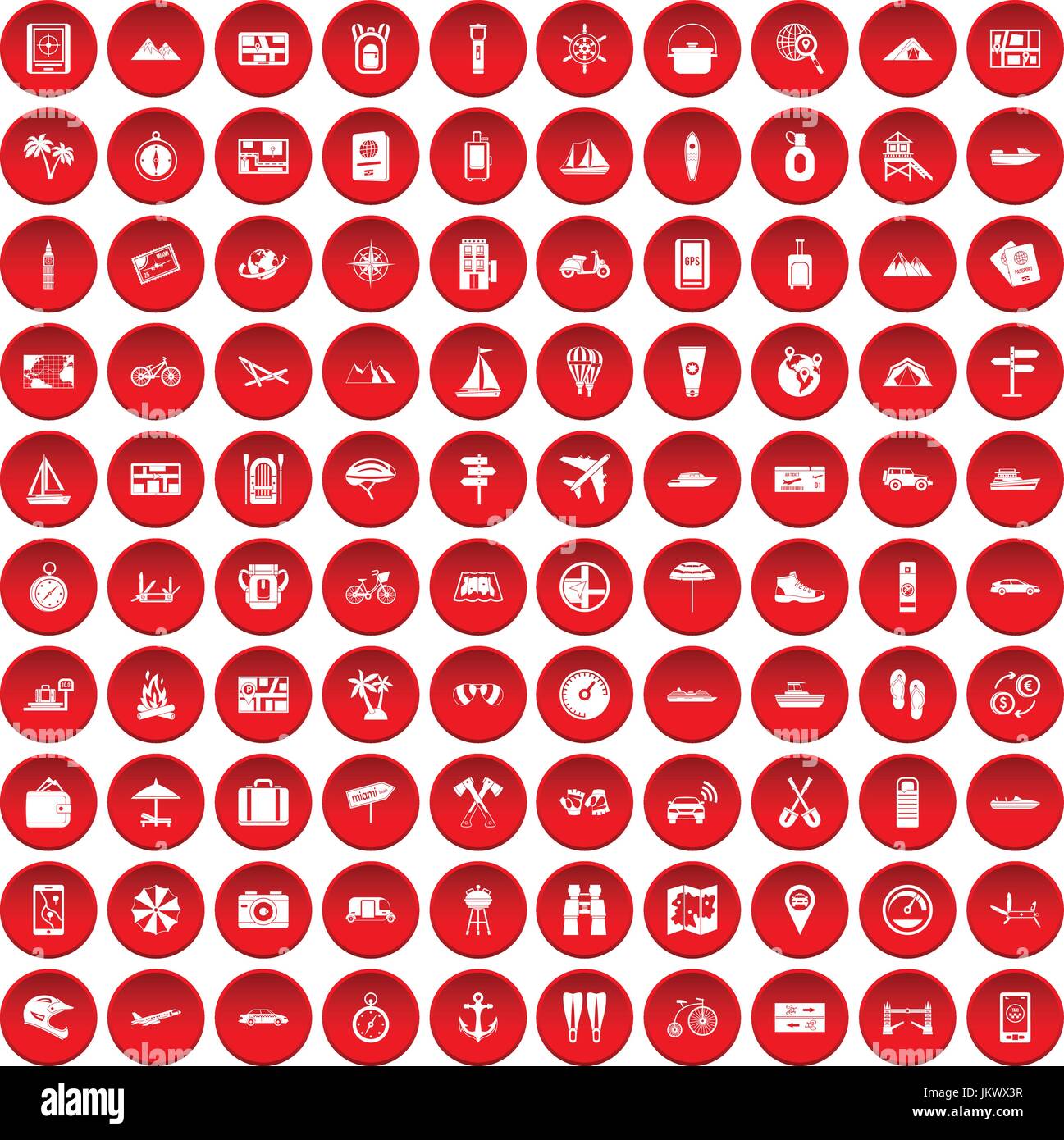 100 travel icons set red Stock Vector Image & Art - Alamy