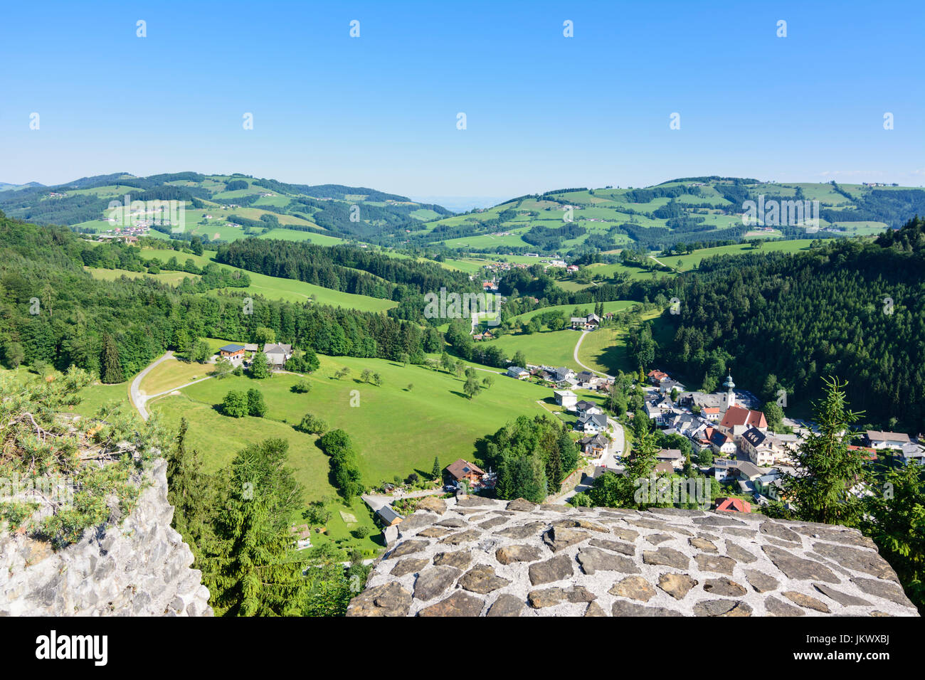 village Reinsberg from Castle, Reinsberg, Mostviertel, Niederösterreich ...