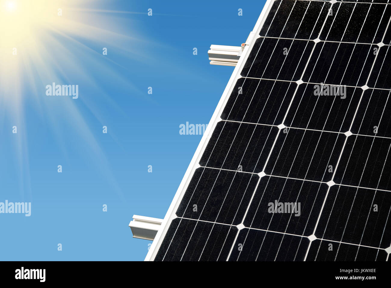 Panel of solar cells generating electricity using solar energy ...