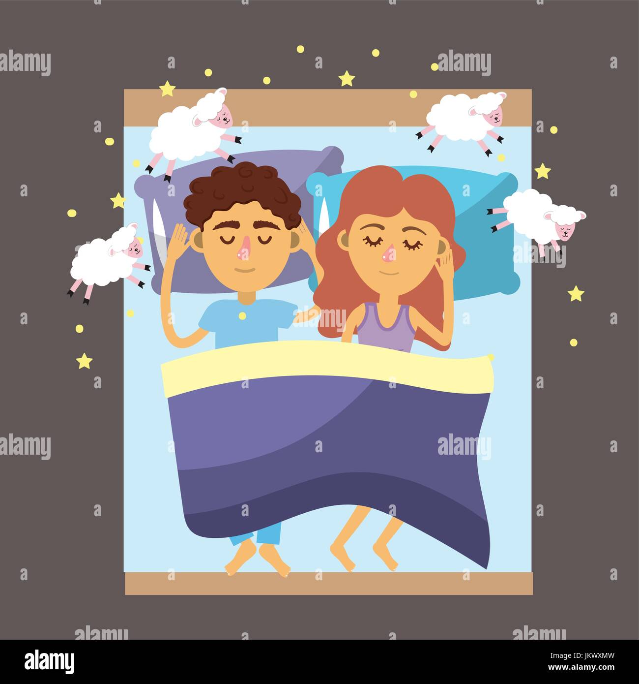 couple sleeping together with good dreams Stock Vector Image & Art - Alamy