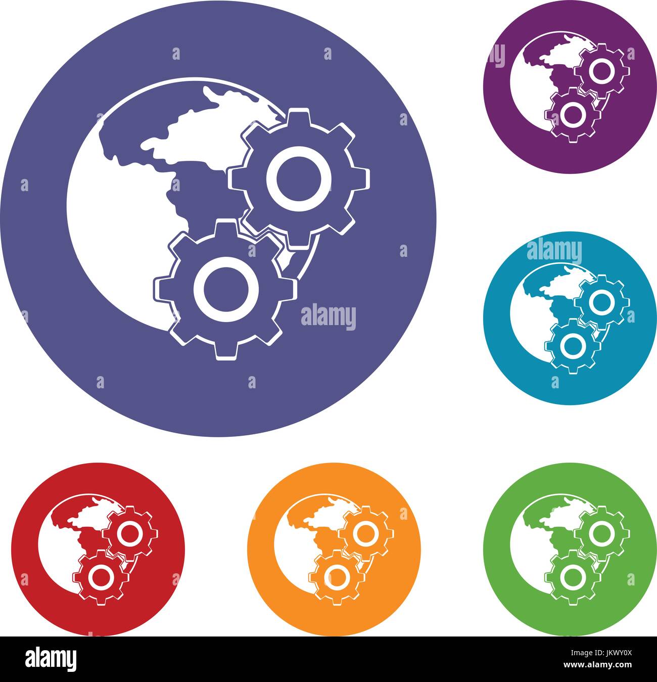 World planet and gears icons set Stock Vector Image & Art - Alamy