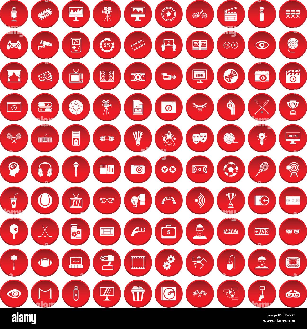 100 video icons set red Stock Vector Image & Art - Alamy