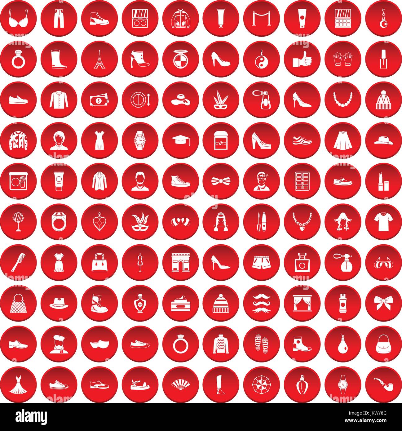 100 vogue icons set red Stock Vector Image & Art - Alamy