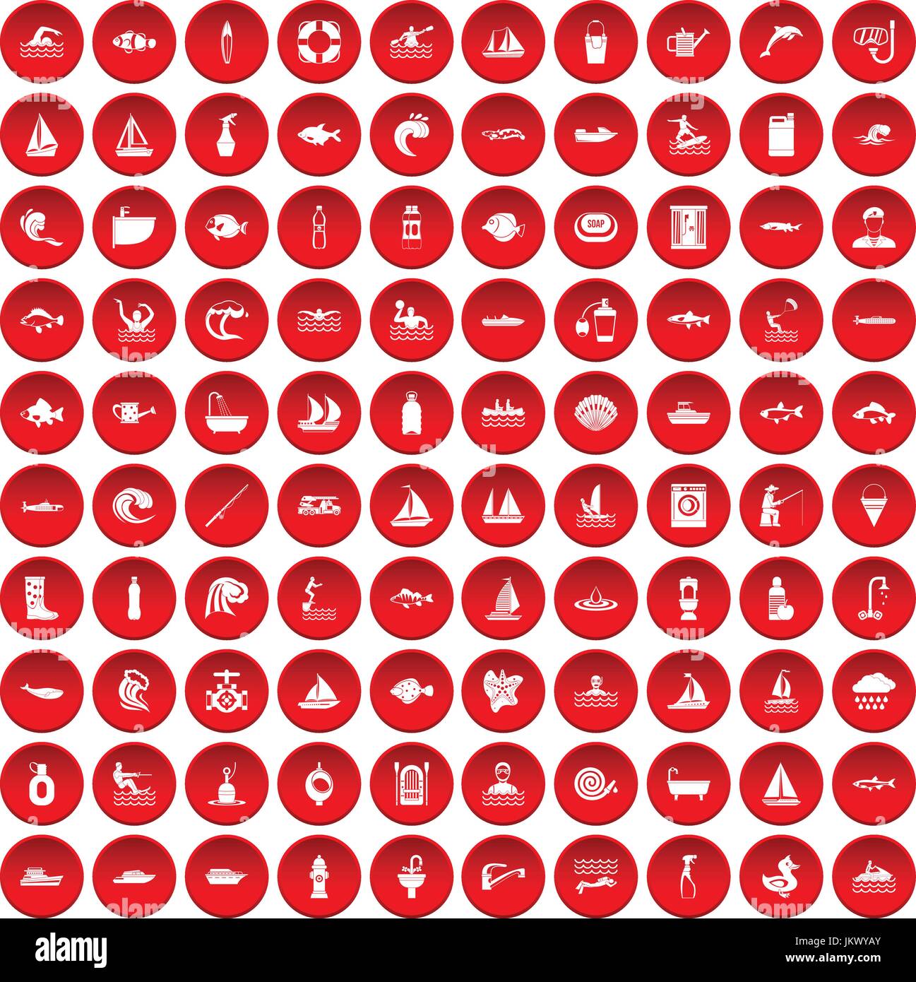 100 water icons set red Stock Vector Image & Art - Alamy