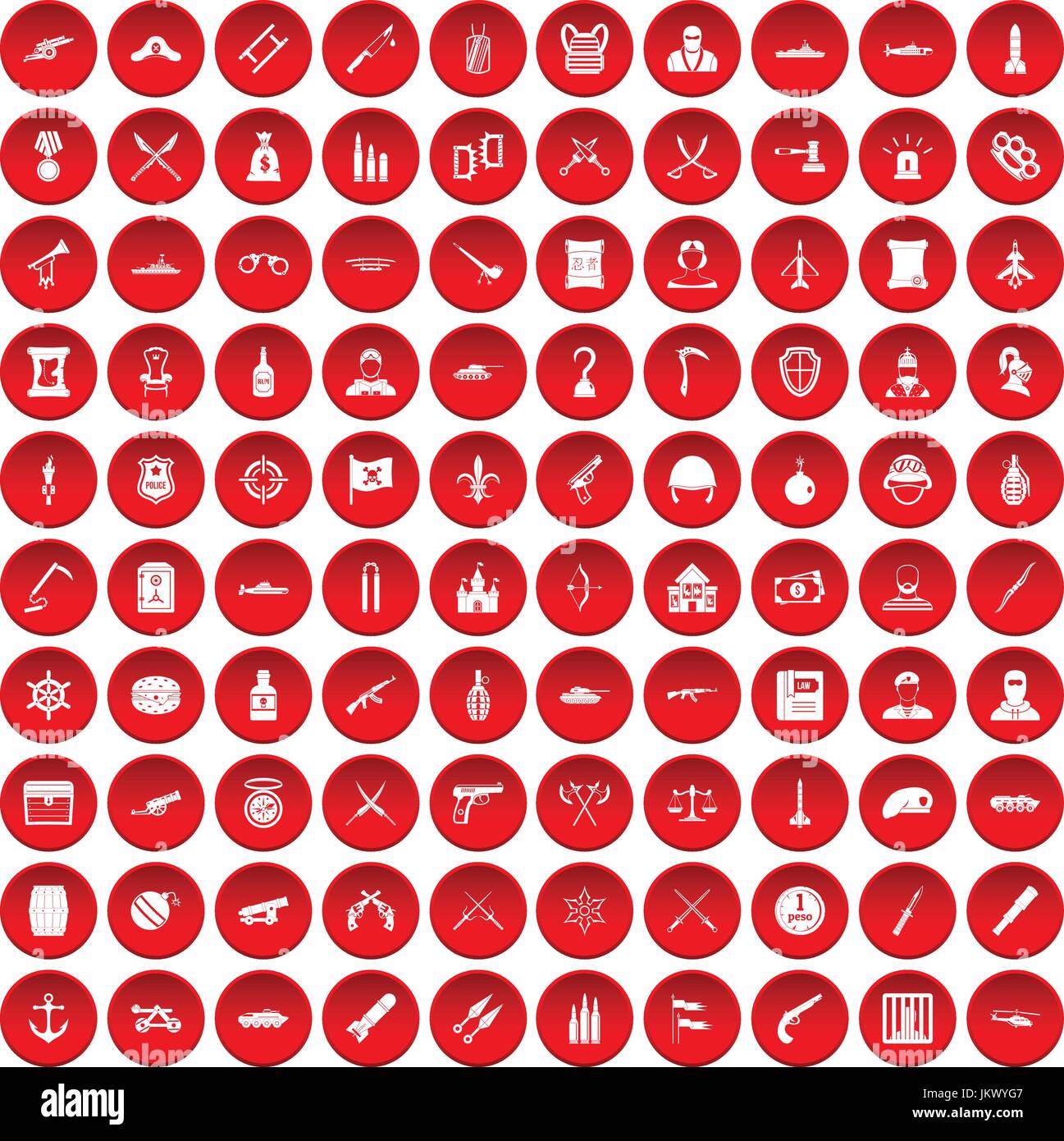 100 weapons icons set red Stock Vector Image & Art - Alamy
