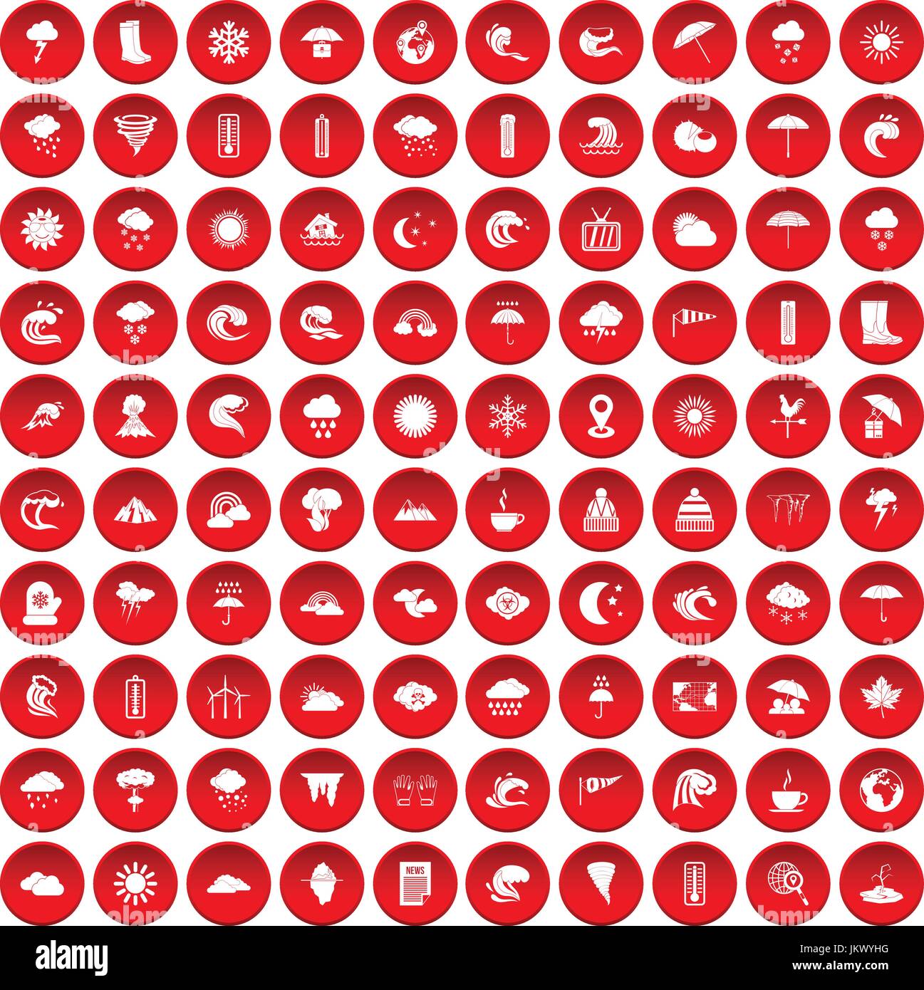 100 weather icons set red Stock Vector Image & Art - Alamy