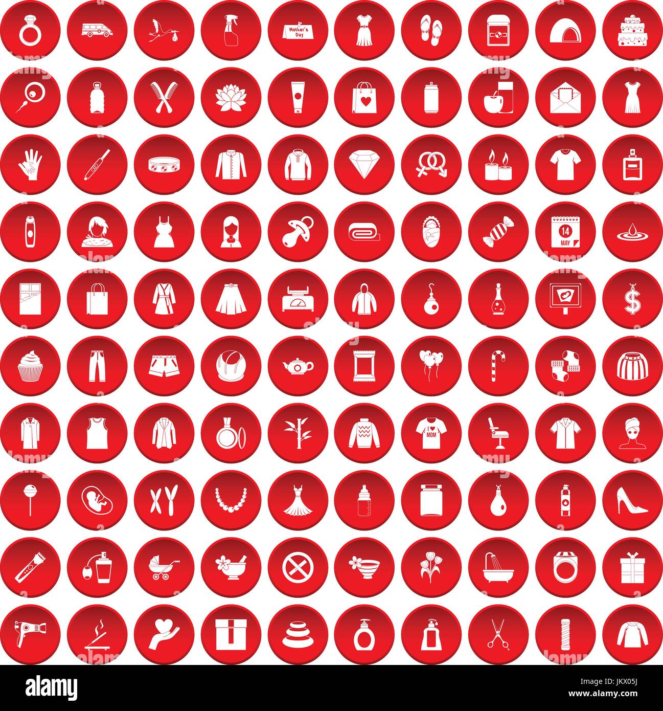 100 woman icons set red Stock Vector Image & Art - Alamy