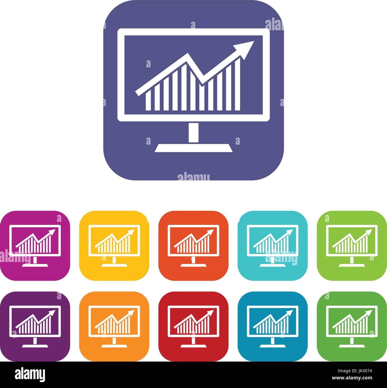 Statistics on monitor icons set Stock Vector Image & Art - Alamy