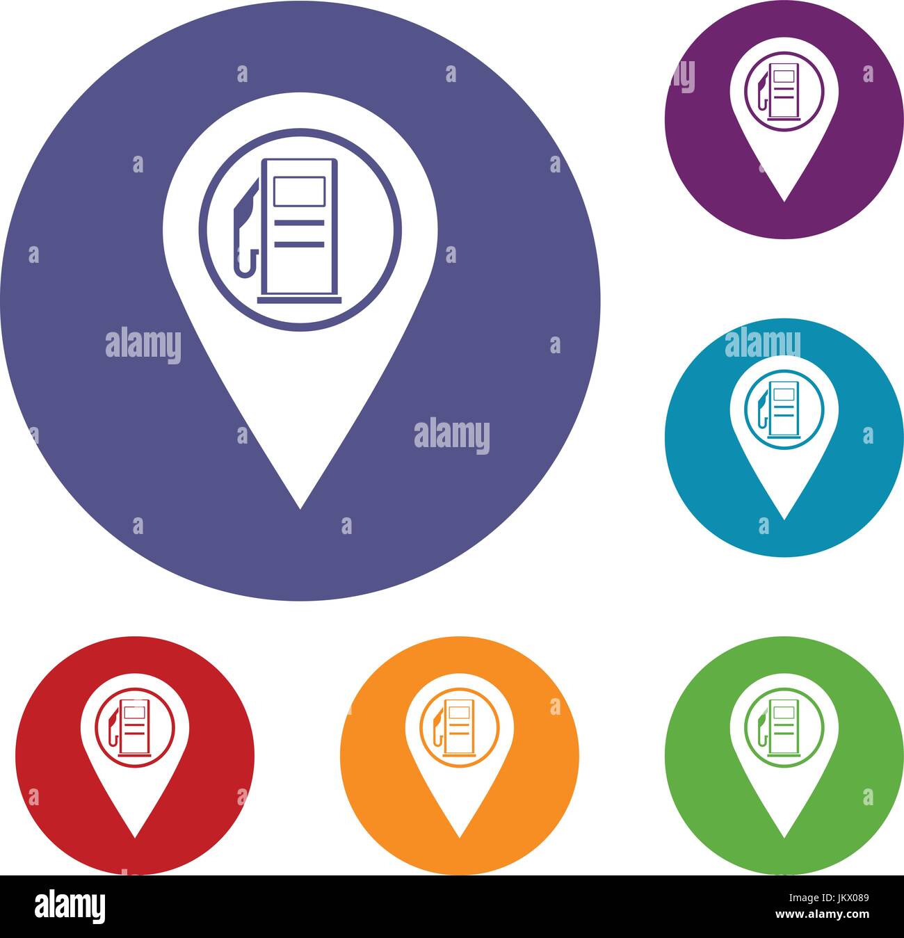 Map pointer with gas station symbol icons set Stock Vector Image & Art ...