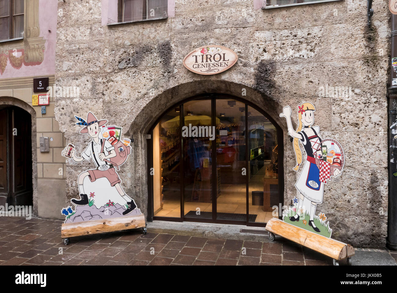 The exterior of the Tirol Geniessen shop, Old town, Innsbruck, Austria ...