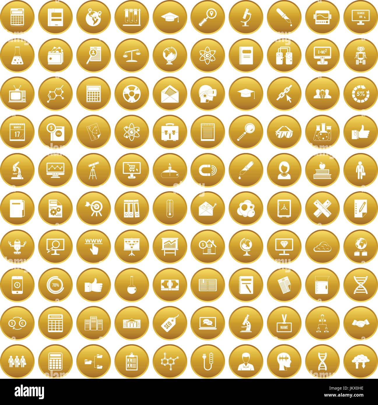 100 analytics icons set gold Stock Vector Image & Art - Alamy