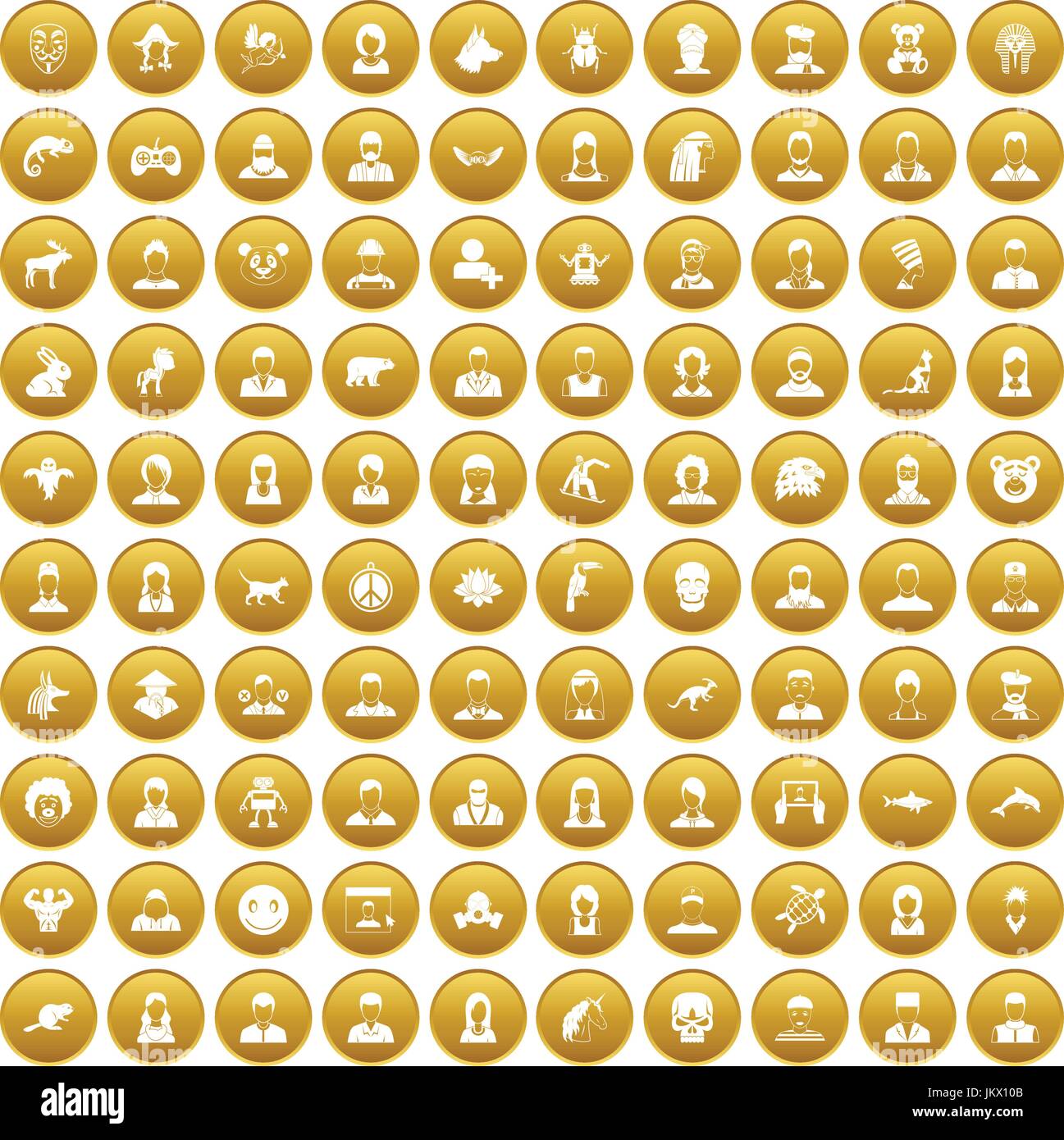 100 avatar icons set gold Stock Vector Image & Art - Alamy