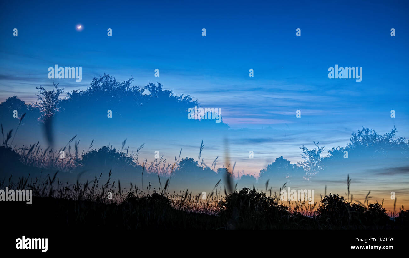 Meadow in sunset time (Multiple exposure Stock Photo - Alamy