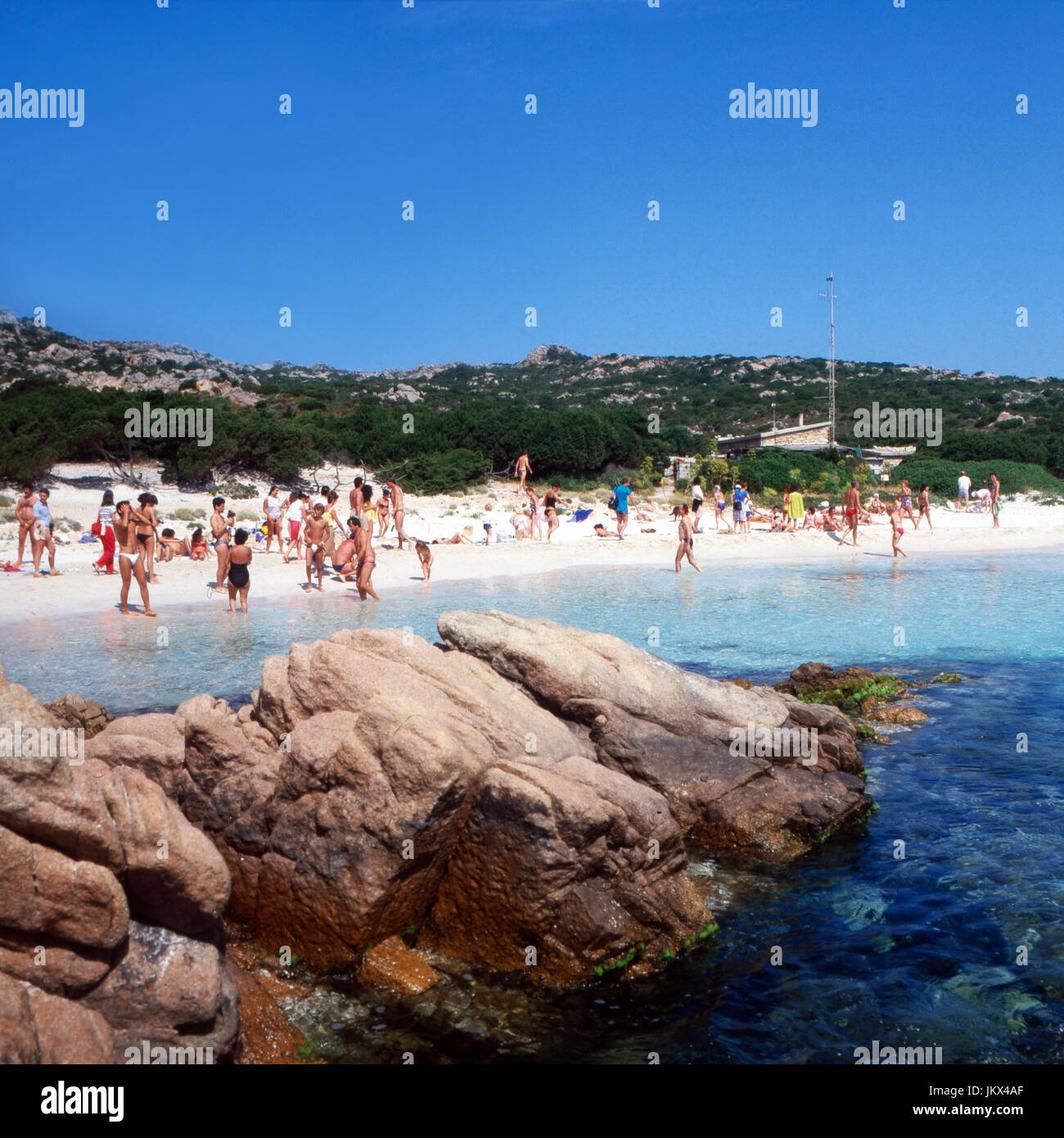 Badestrand auf Budelli in Italien, 1980er. Bathing beach on Budelli in ...