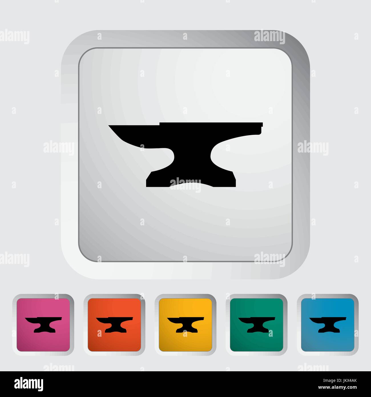 Anvil. Single flat icon on the button. Vector illustration Stock Vector ...