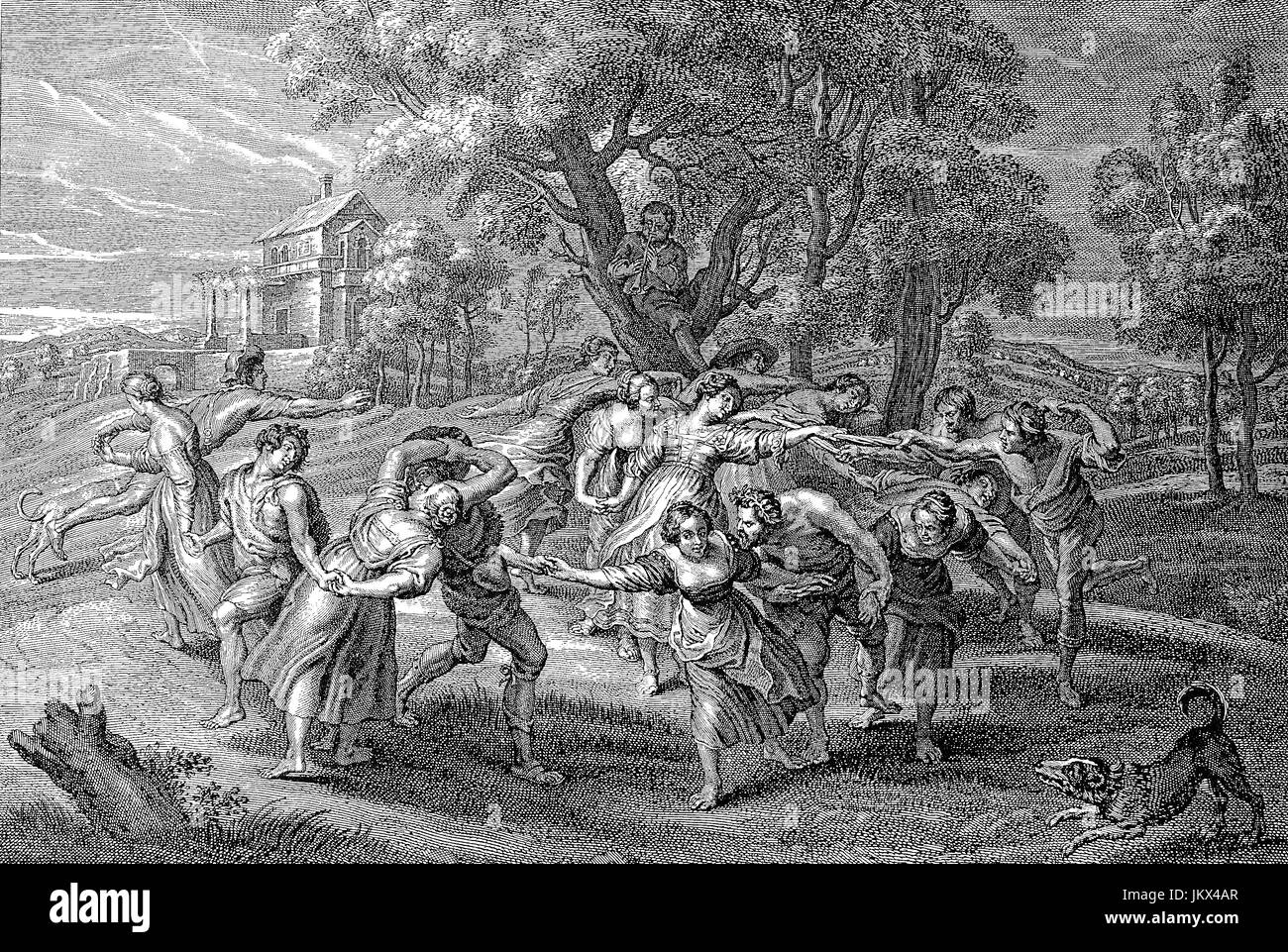 Digital improved:, Young people at a dance, Round dance, the Reigentanz ...