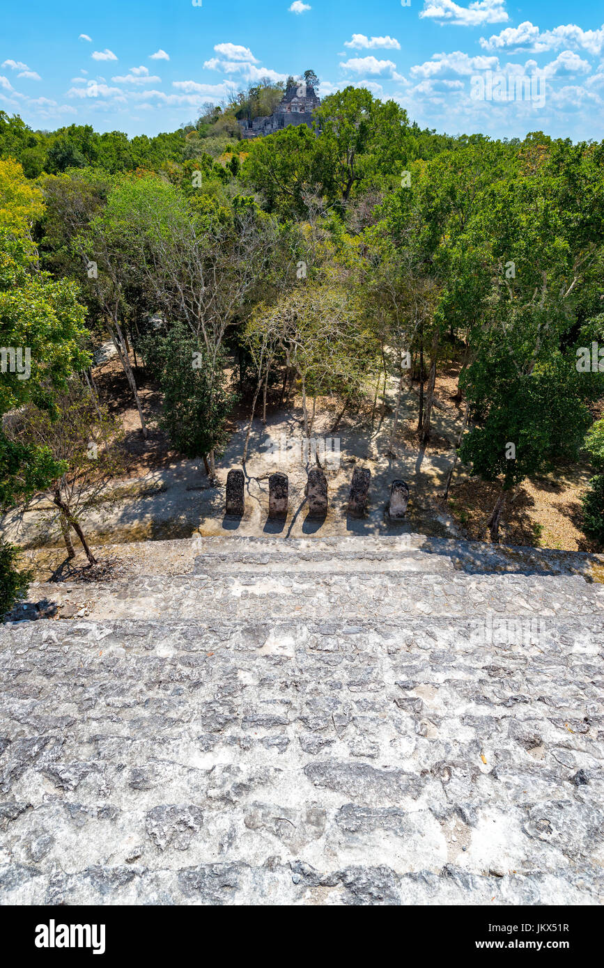 Mayan ruins of Calakmul, Mexico with structure two visible in the ...