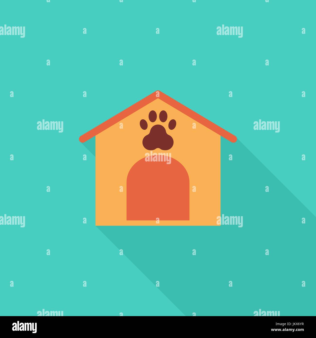 Kennel icon. Flat vector related icon with long shadow for web and ...