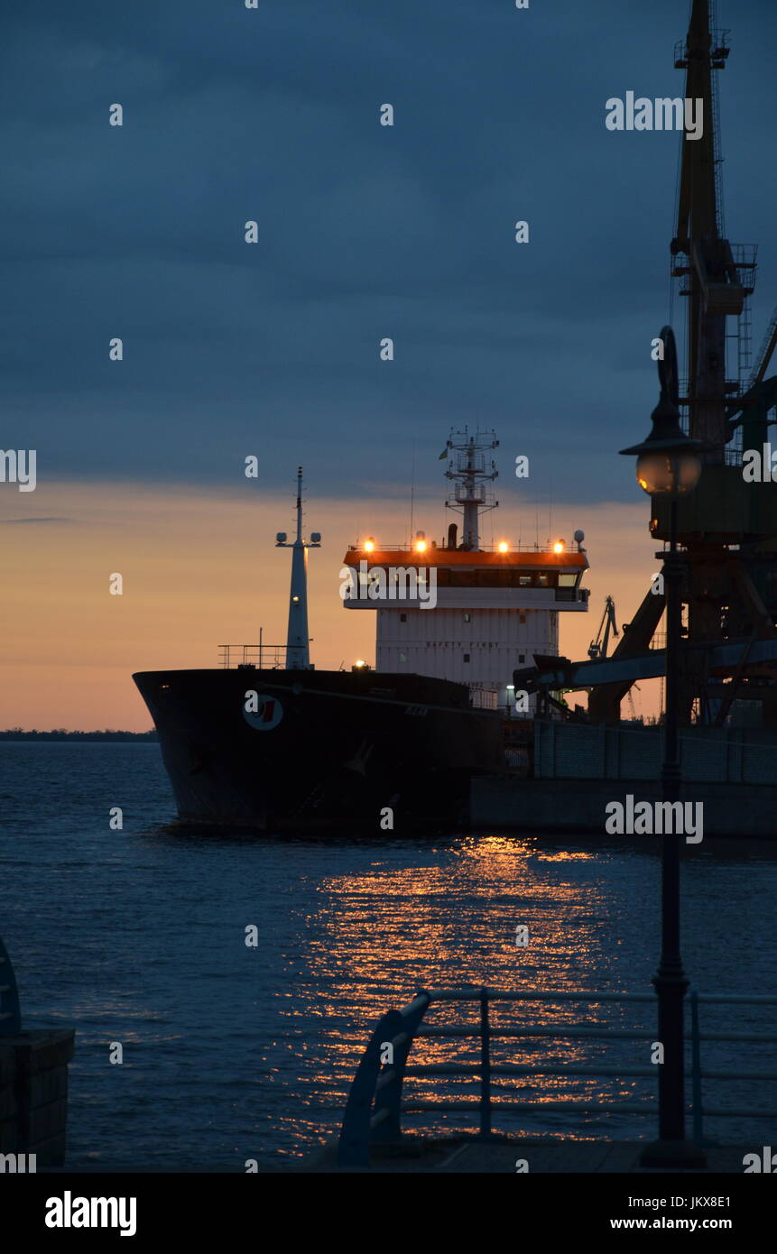 Ship at sunset Stock Photo - Alamy