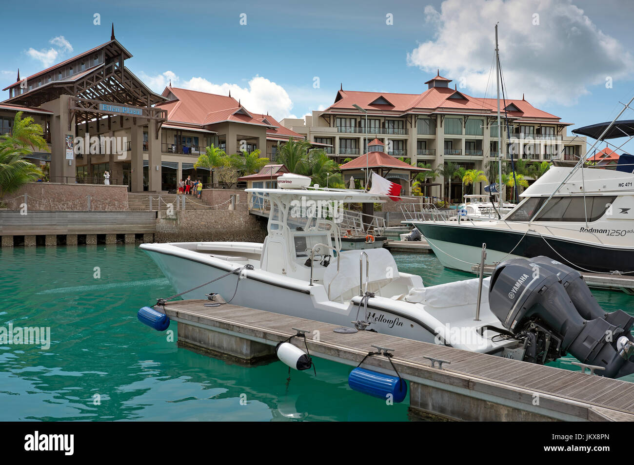 Eden Plaza and Marina, Seychelles Stock Photo - Alamy