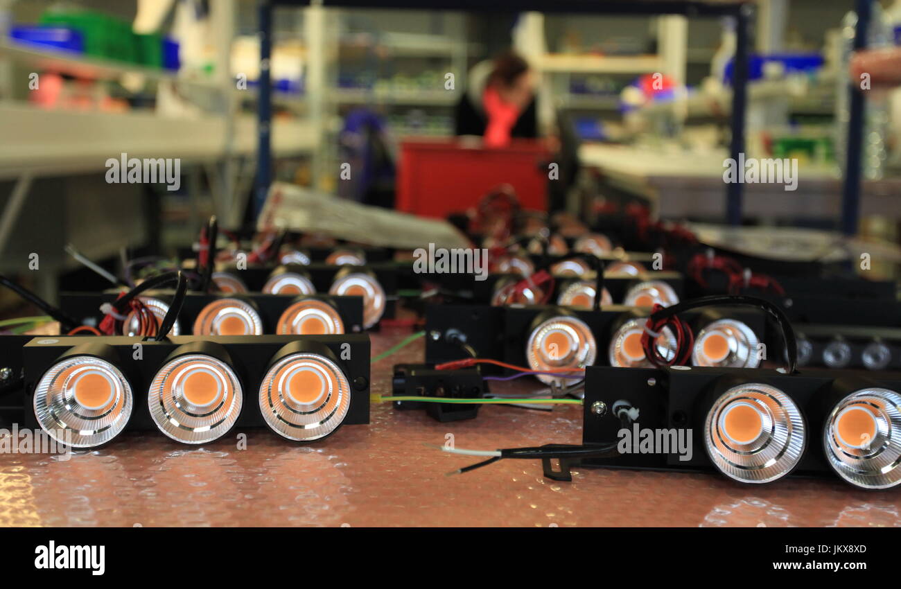 assembly manufacturing of LED lights shallow depth of field Stock Photo ...