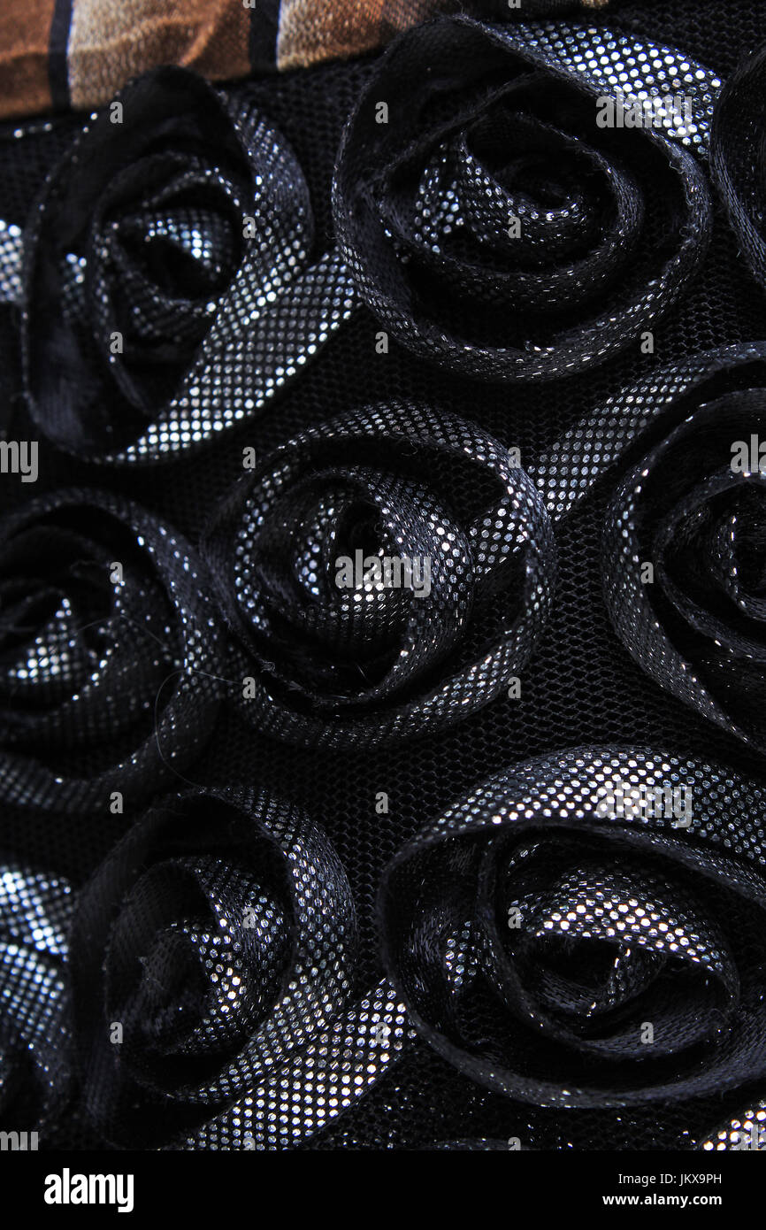 Black fabric design roses closeup texture pattern studio photo ...