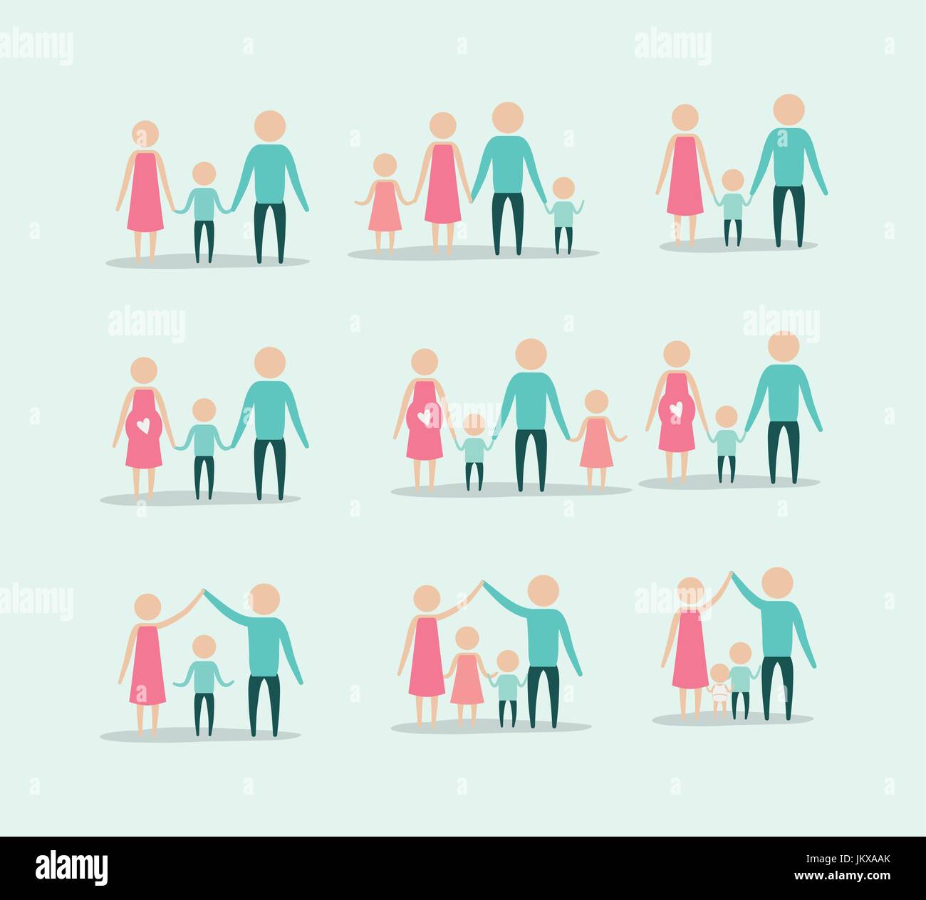 color background with silhouette set pictogram generations people of ...