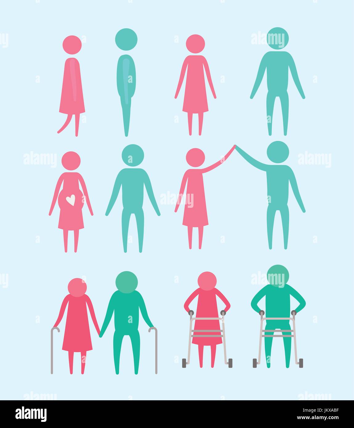 color background with silhouette set pictogram generations cycle ...