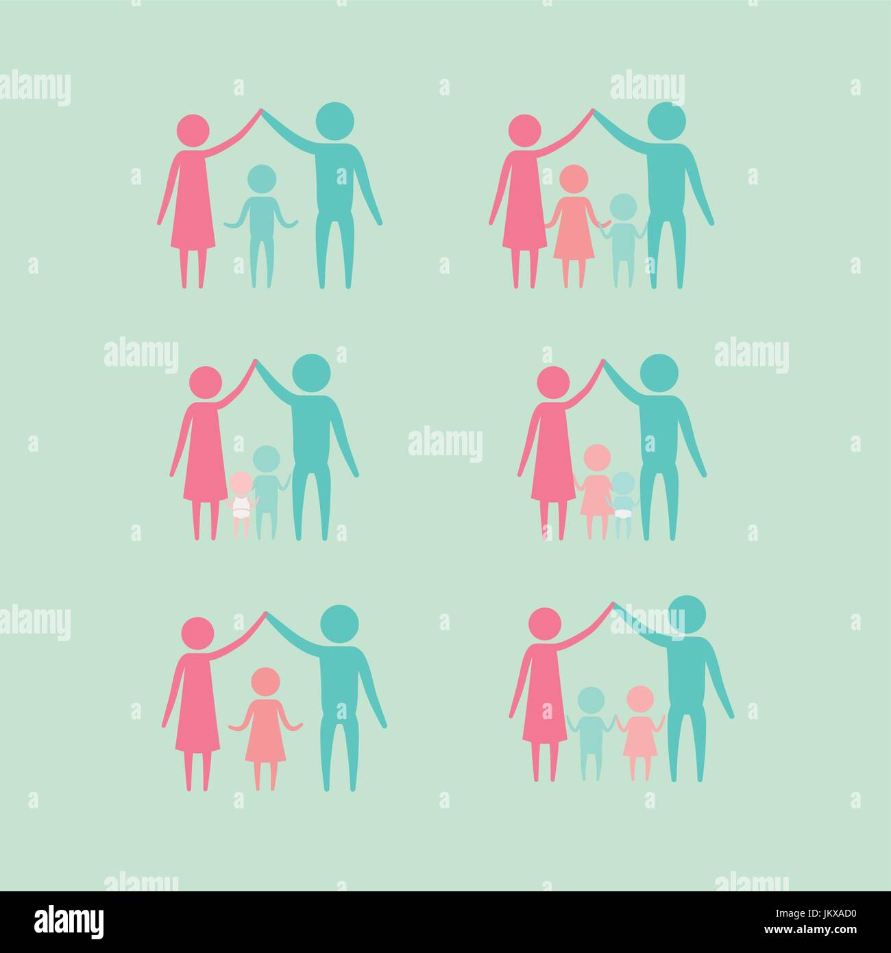 color background with silhouette set pictogram generations couple ...