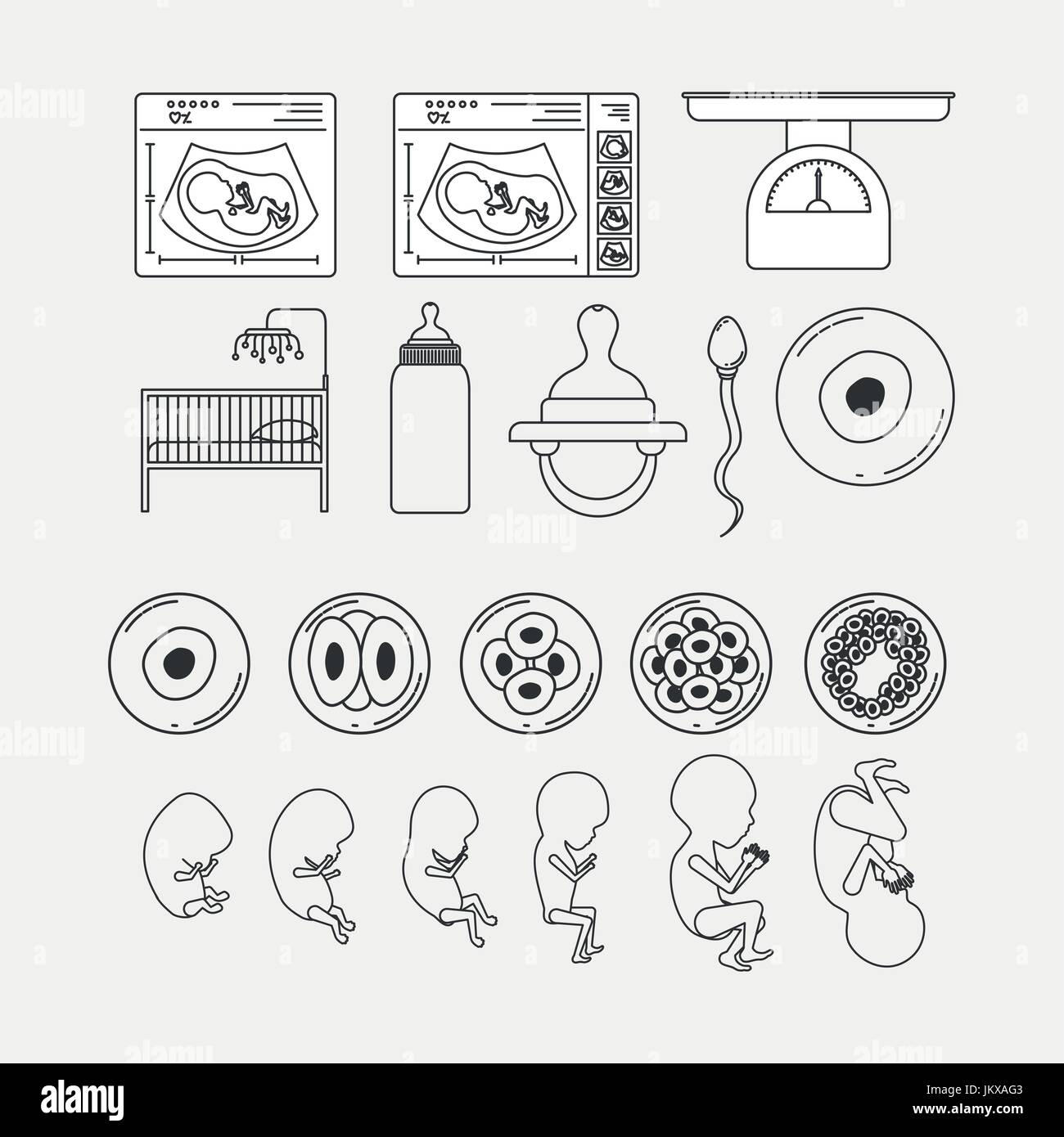 white background silhouette set pregnancy icons Stock Vector Image ...