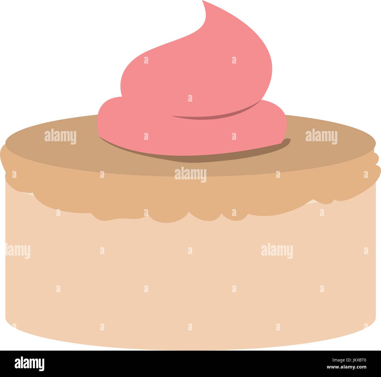 hand drawing color cake with pink buttercream decorative Stock Vector ...