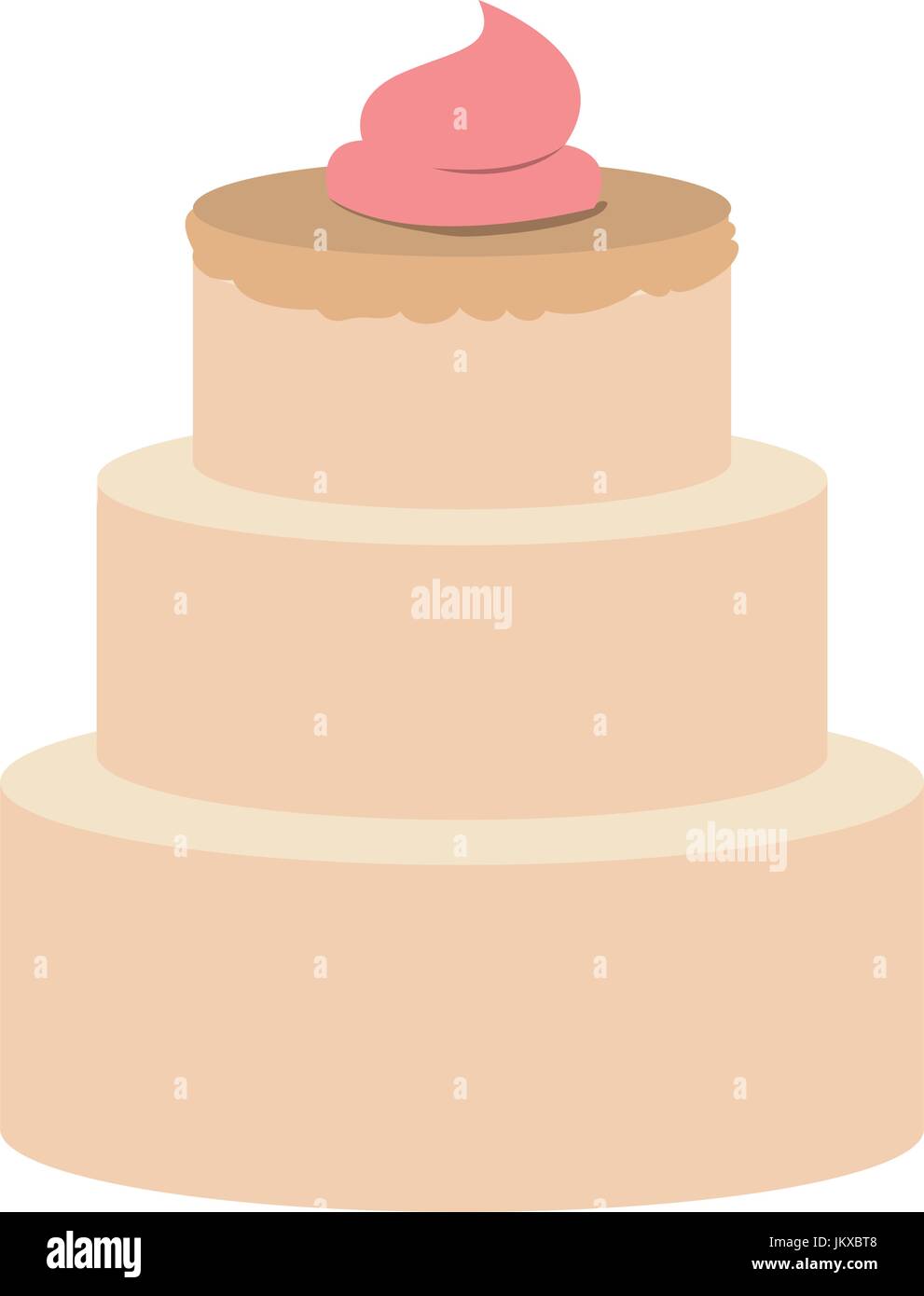 hand drawing color three-story cake with pink buttercream decorative ...