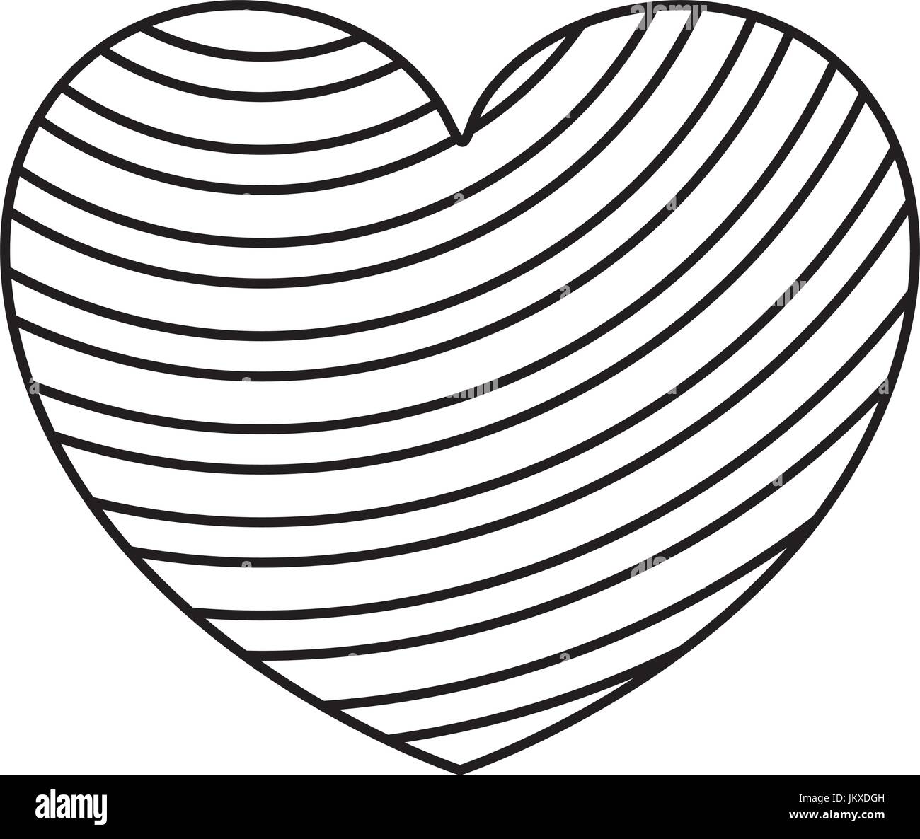 monochrome silhouette of diagonal lines in heart shape decorative Stock ...