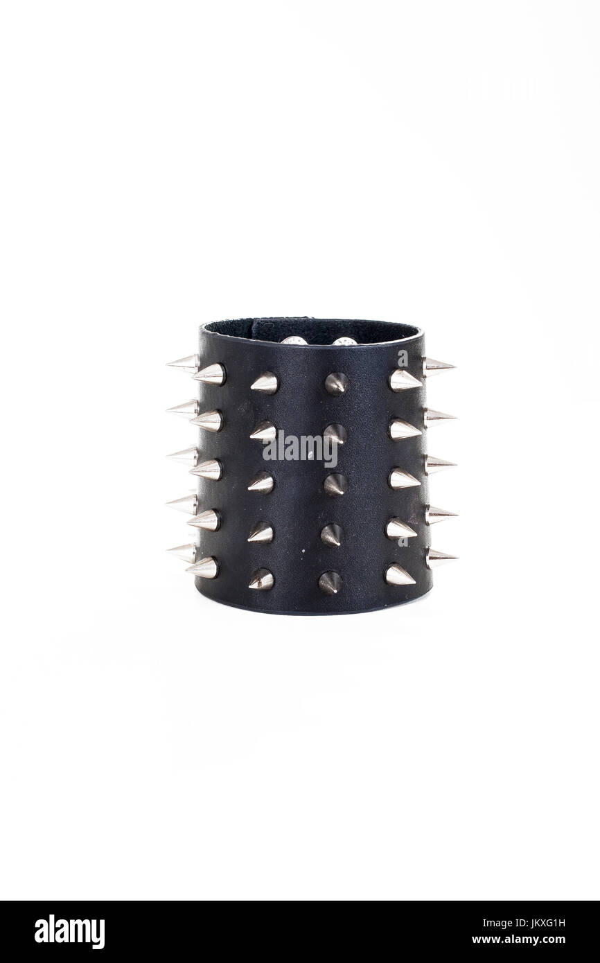 Punk rock bracelet with spikes Stock Photo - Alamy