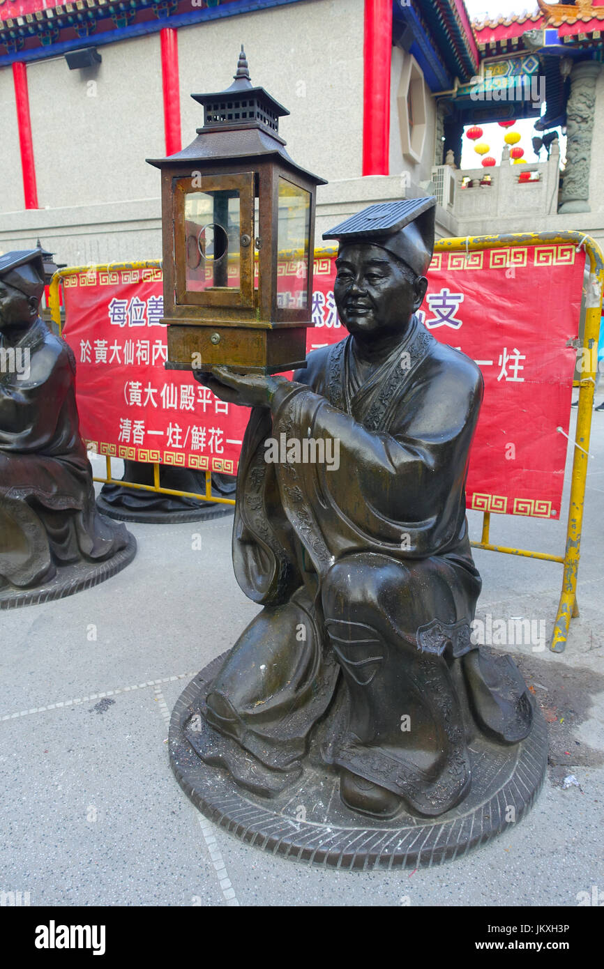 HONG KONG, CHINA - JANUARY 22, 2017: Stoned statue made of bronze at ...