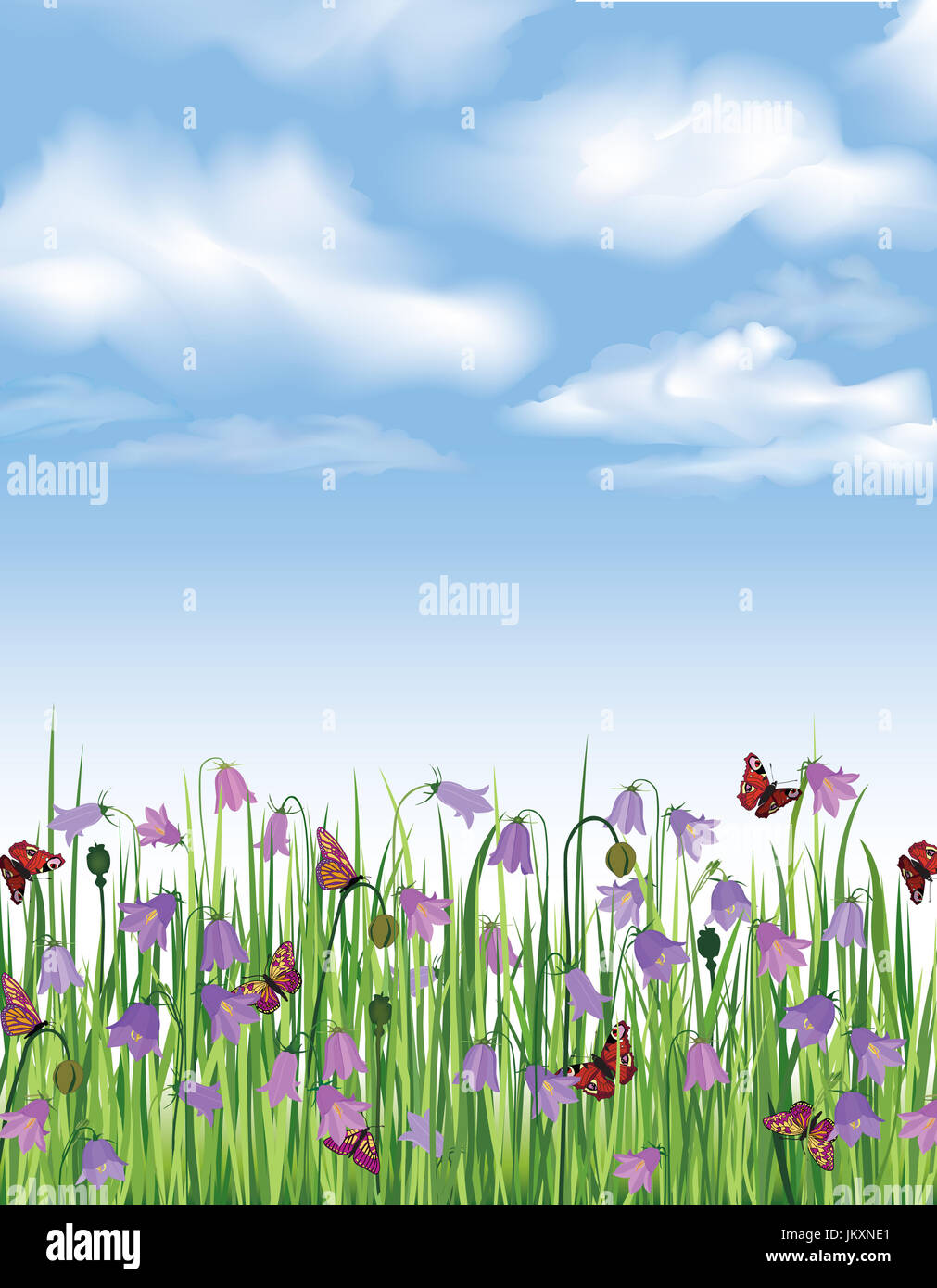 Floral landscape. Flower background. Flourish garden border Stock Photo ...