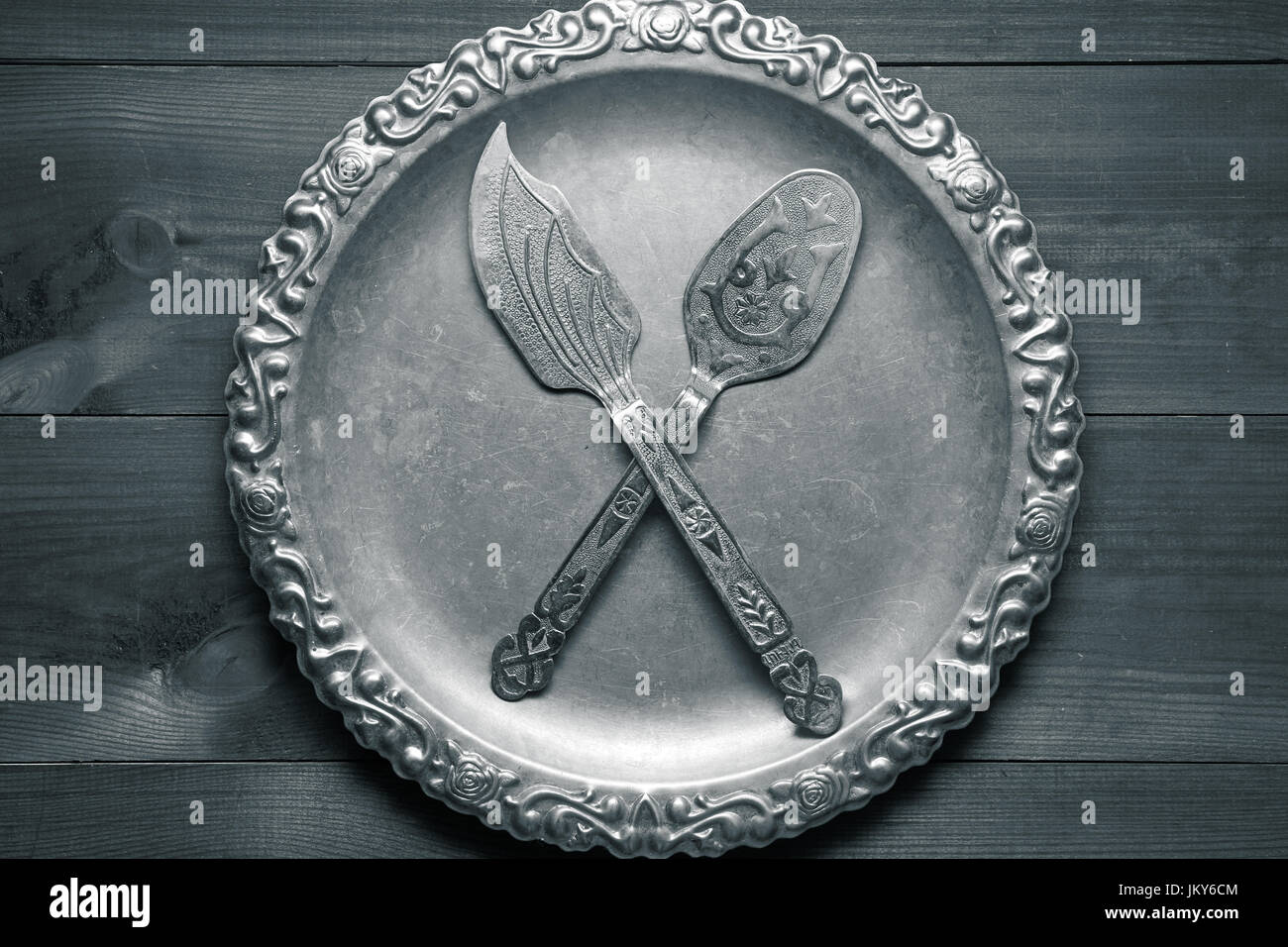 two vintage silver kitchen equipment units utensil tableware silverware ...