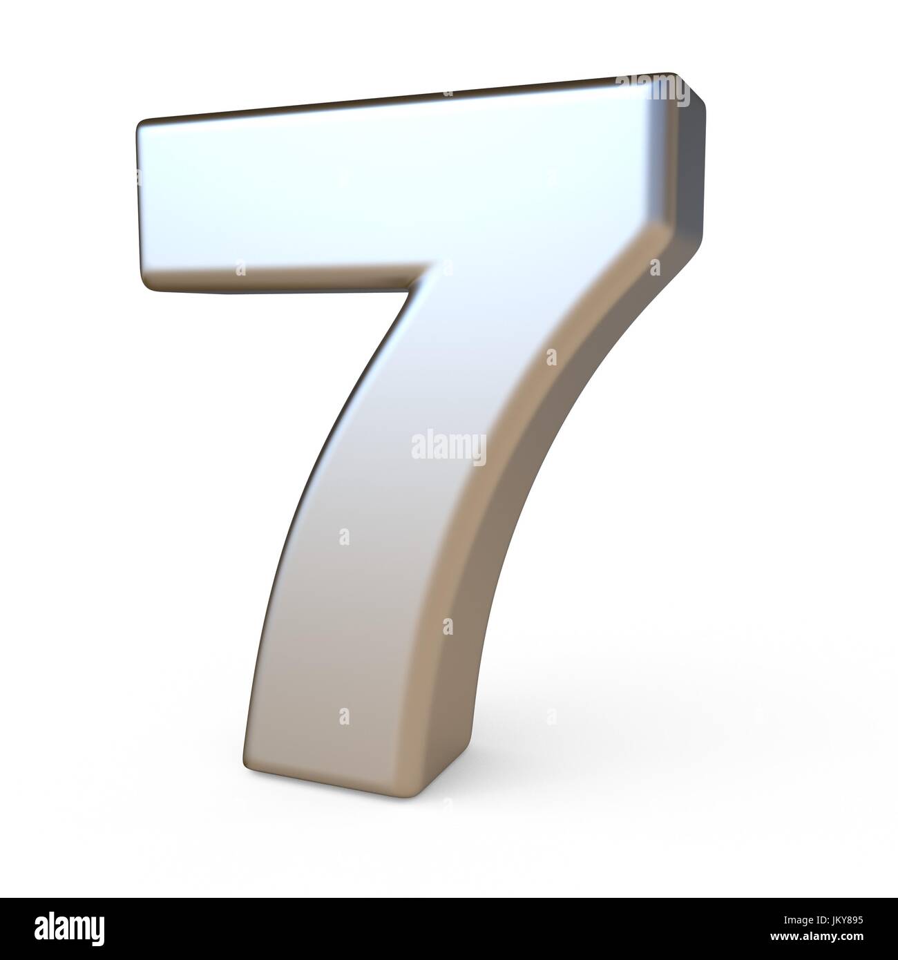 Metal font NUMBER SEVEN 7 3D render illustration isolated on white ...