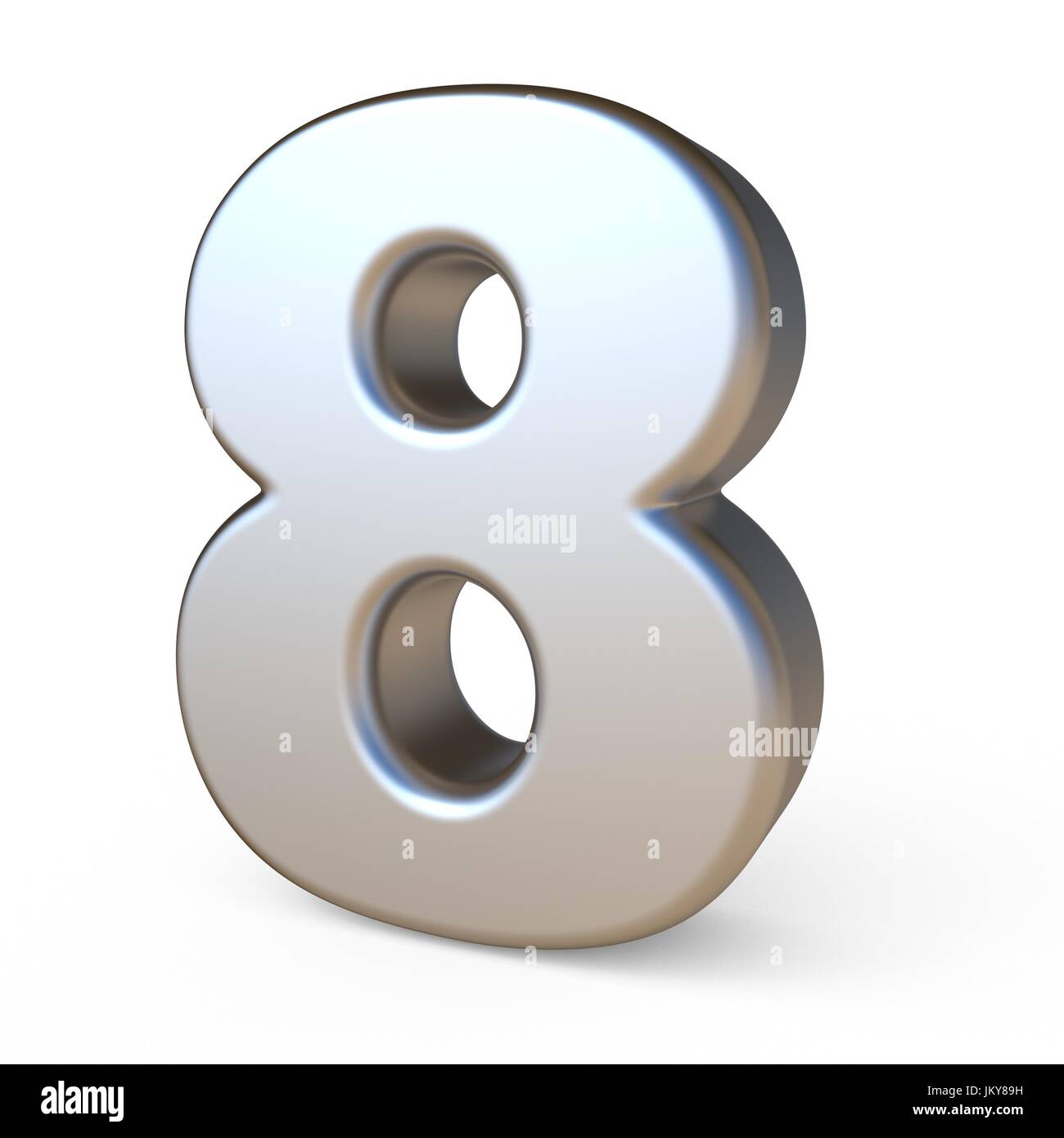 Metal font NUMBER EIGHT 8 3D render illustration isolated on white ...