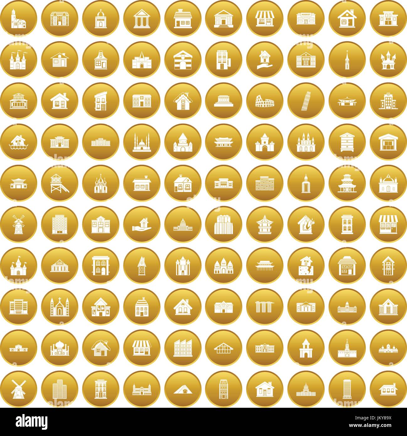 100 building icons set gold Stock Vector Image & Art - Alamy