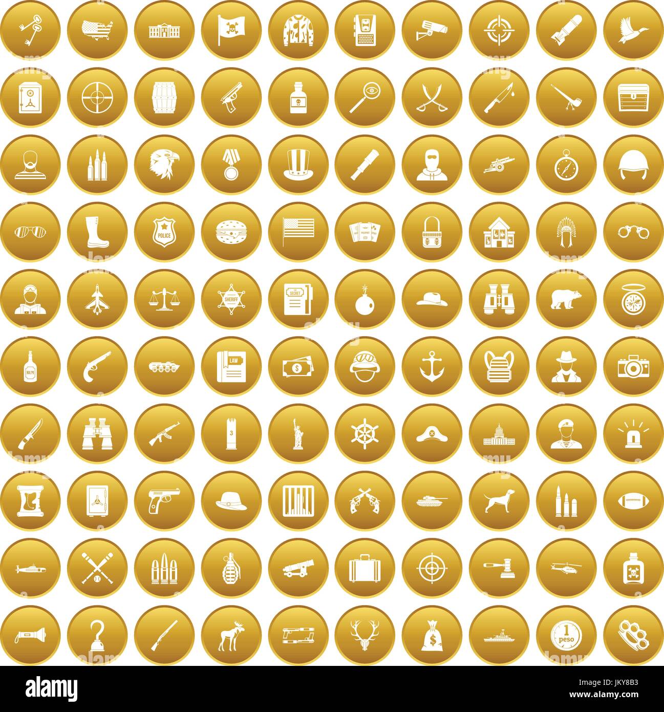 100 bullet icons set gold Stock Vector Image & Art - Alamy